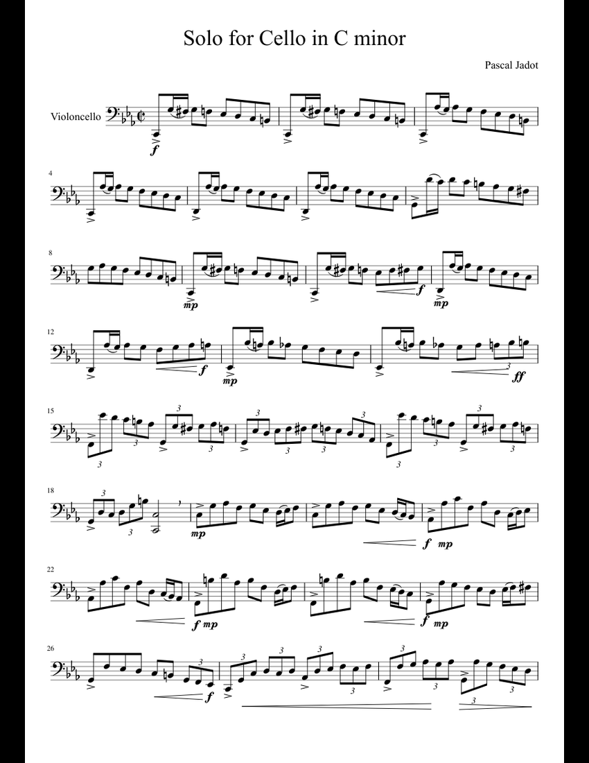 Solo for Cello in C minor sheet music for Cello download free in PDF or ...