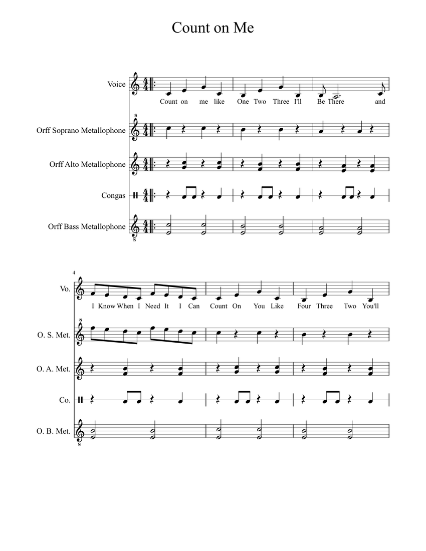 Count on Me Sheet music for Voice, Percussion | Download free in PDF or ...