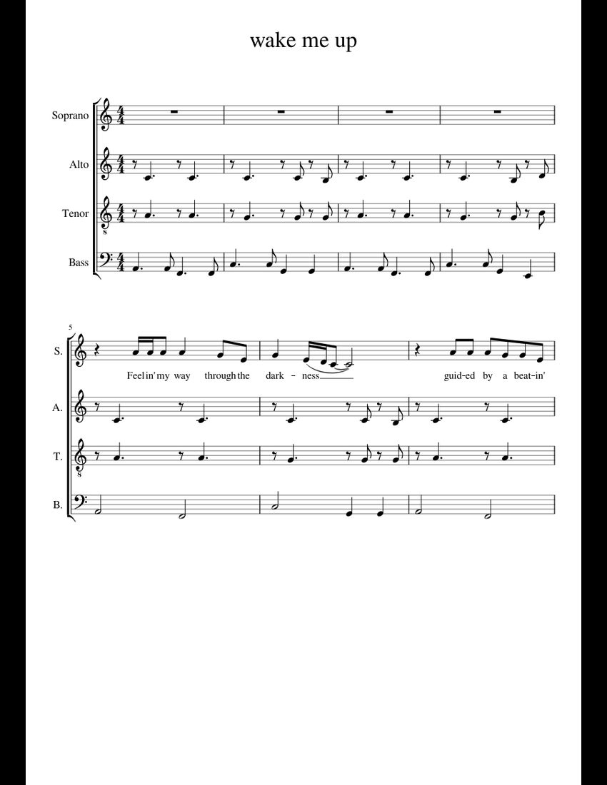wake me up sheet music for Piano download free in PDF or MIDI