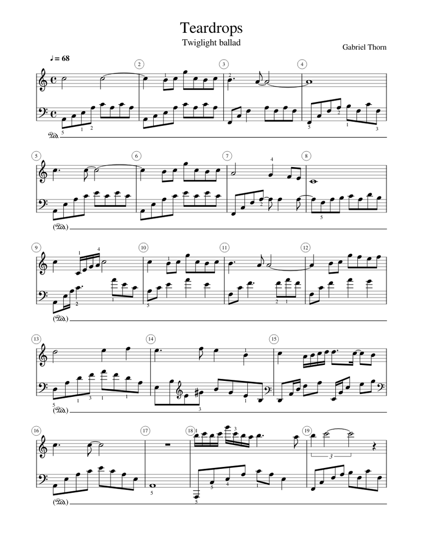 Teardrops (Gabriel Thorn) Sheet music for Piano (Solo) | Musescore.com