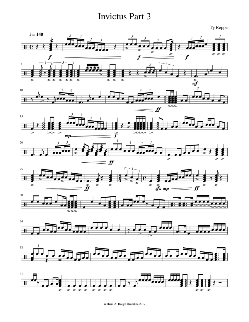 Invictus Part 3 Sheet music for Percussion | Download free in PDF or ...