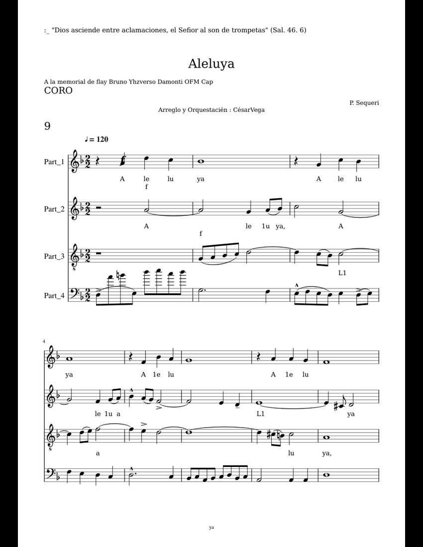 ALELUYA CORO 1 sheet music for Voice download free in PDF or MIDI