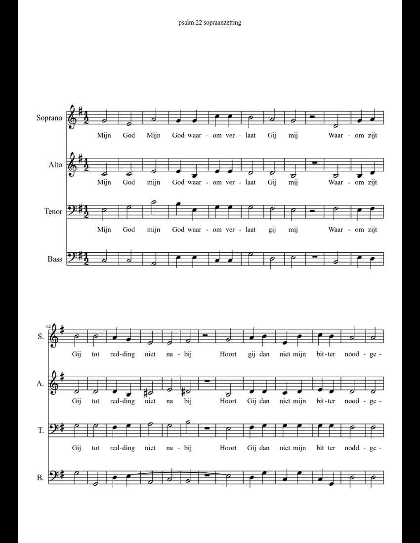 Psalm 22 sopraan sheet music for Voice download free in PDF or MIDI