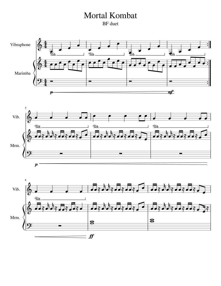 Mortal Kombat sheet music for Percussion download free in PDF or MIDI