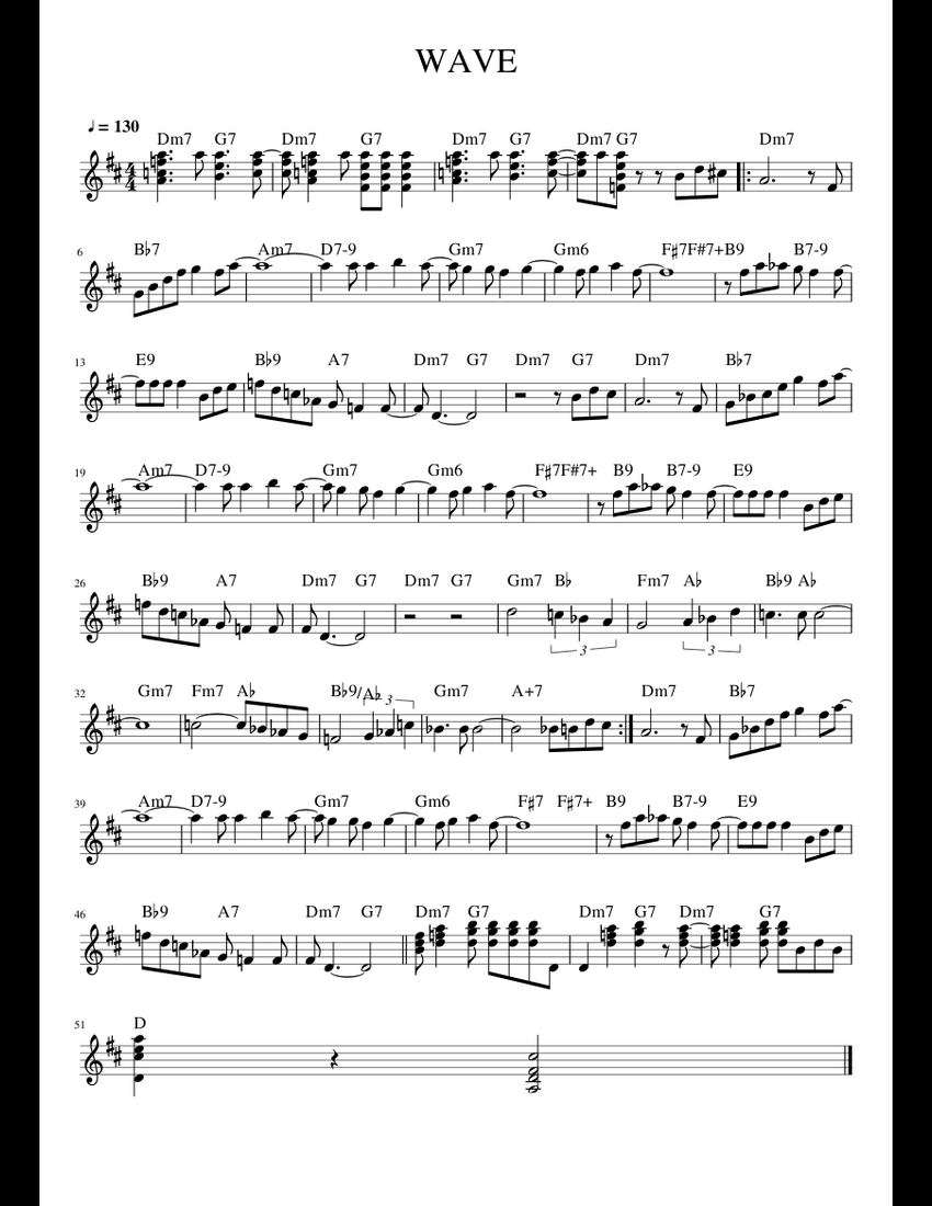 WAVE sheet music for Piano download free in PDF or MIDI