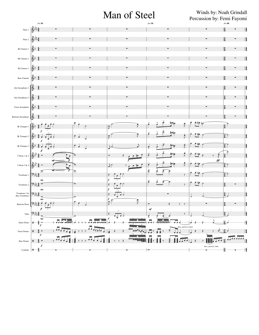 Man of Steel Sheet music for Flute, Clarinet, Alto Saxophone, Tenor ...