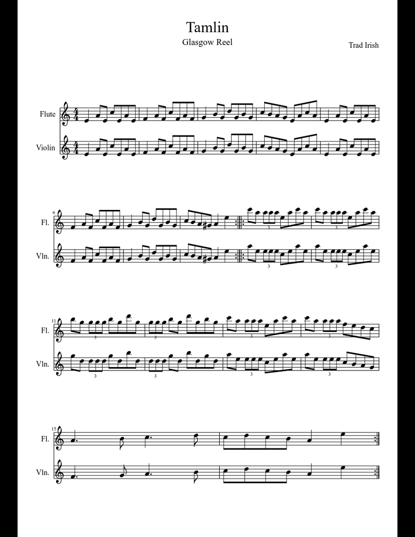 Tamlin (Glasgow Reel) sheet music download free in PDF or MIDI