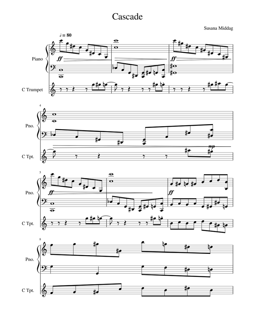 cascade & co Sheet music for Piano, Trumpet | Download free in PDF or ...