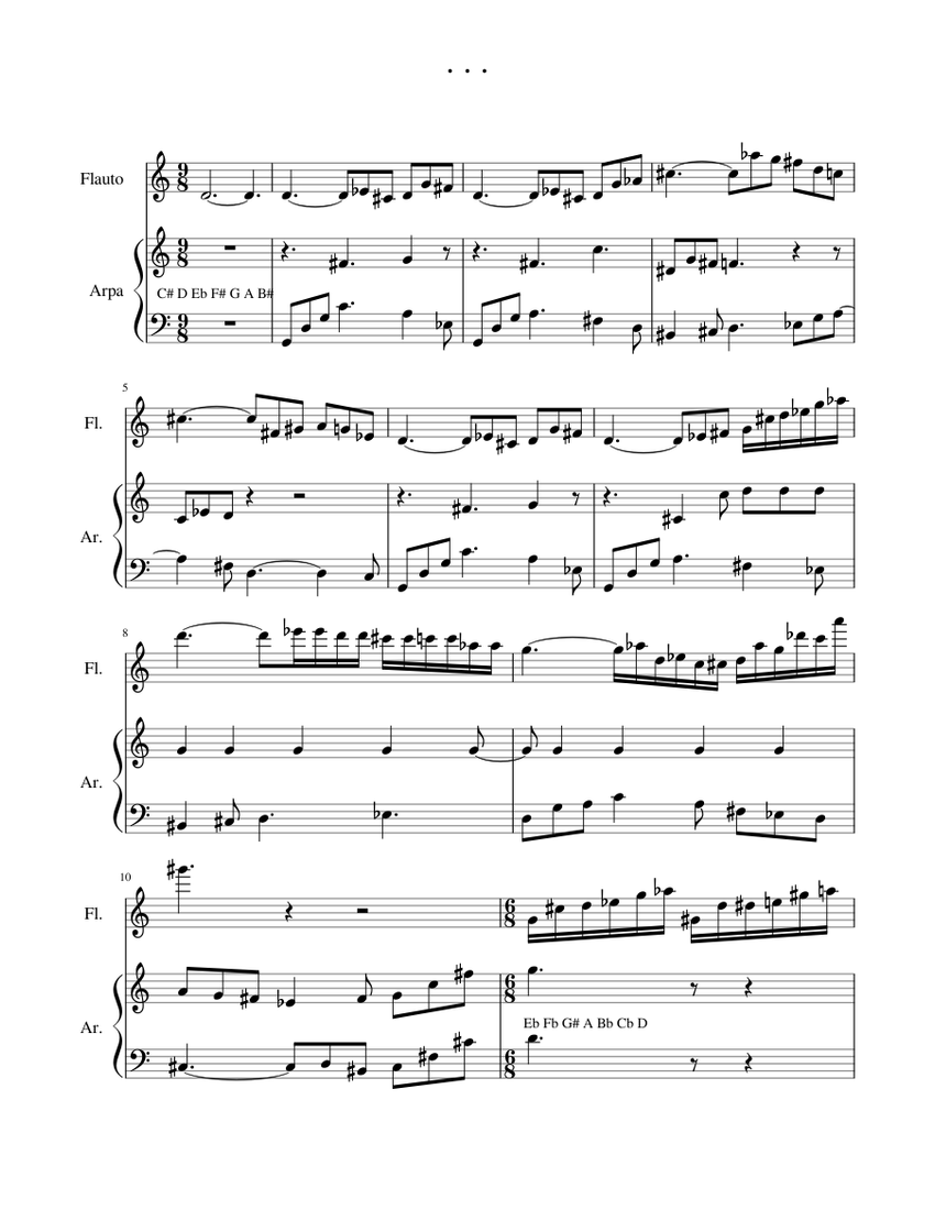 Sheet music for Flute, Harp | Download free in PDF or MIDI | Musescore.com