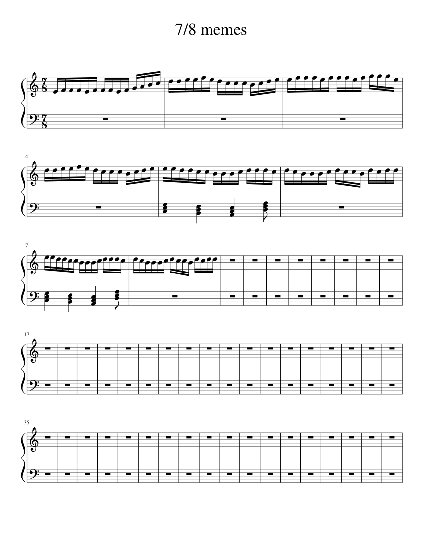 7/8 memes Sheet music for Piano | Download free in PDF or MIDI ...