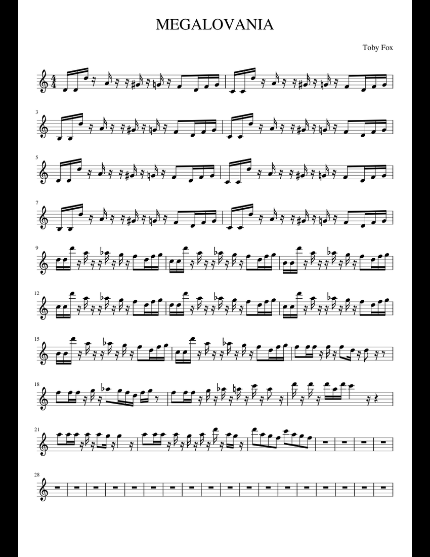 MEGALOVANIA sheet music for Piano download free in PDF or MIDI
