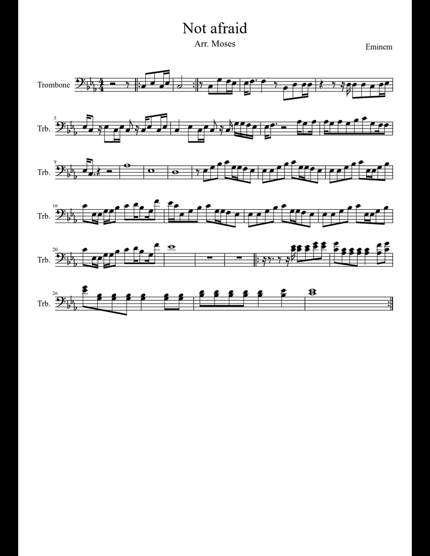 Not afraid by Eminem for Trombone sheet music download free in PDF or MIDI