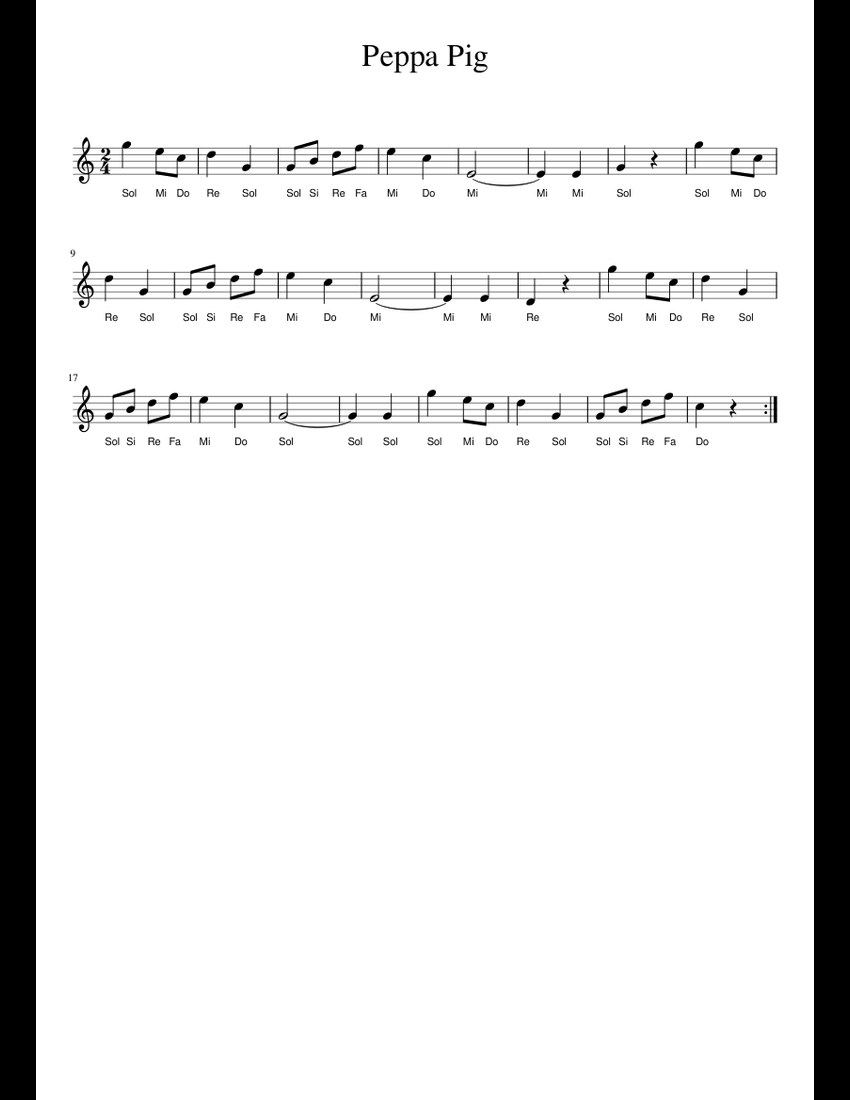 Peppa Pig sheet music for Piano download free in PDF or MIDI