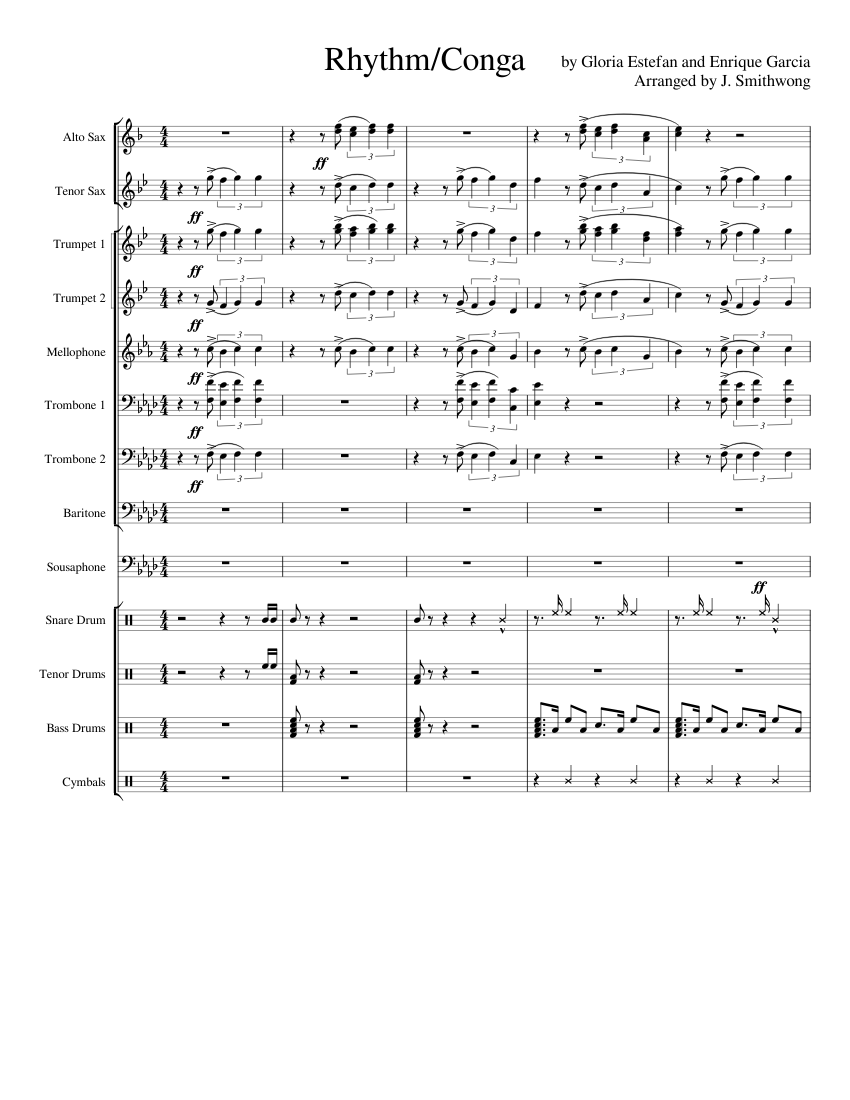 Rhythm/Conga Sheet music for Alto Saxophone, Tenor Saxophone, Trumpet ...