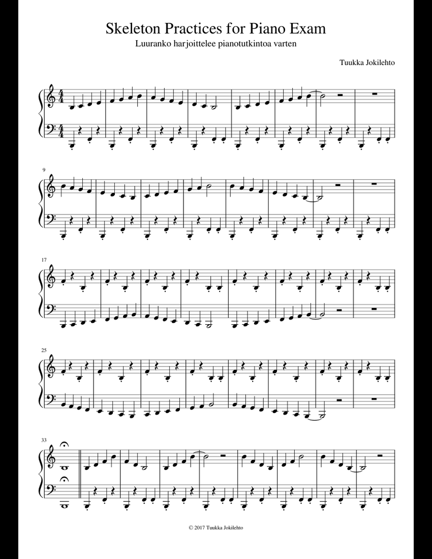 Skeleton Practices for Piano Exam (Luuranko harjoittelee pianotutkintoa ...