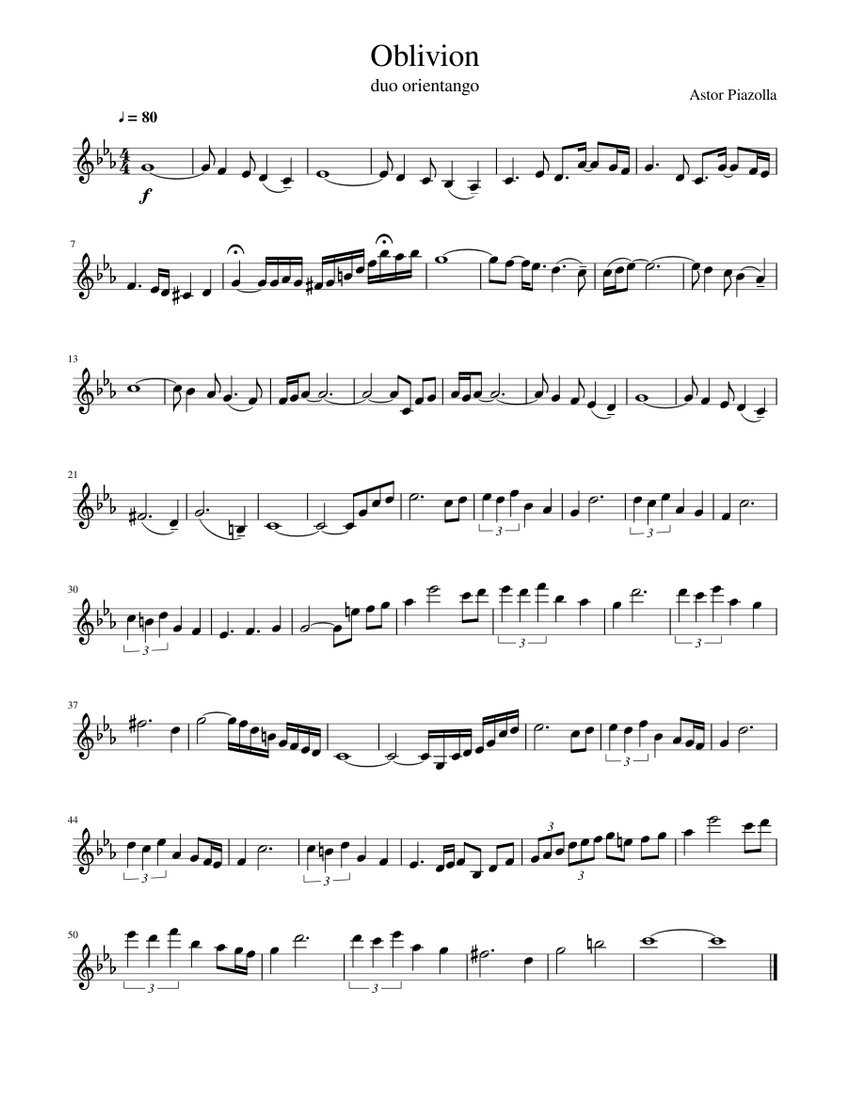 Oblivion Sheet music for Violin | Download free in PDF or MIDI | Musescore.com