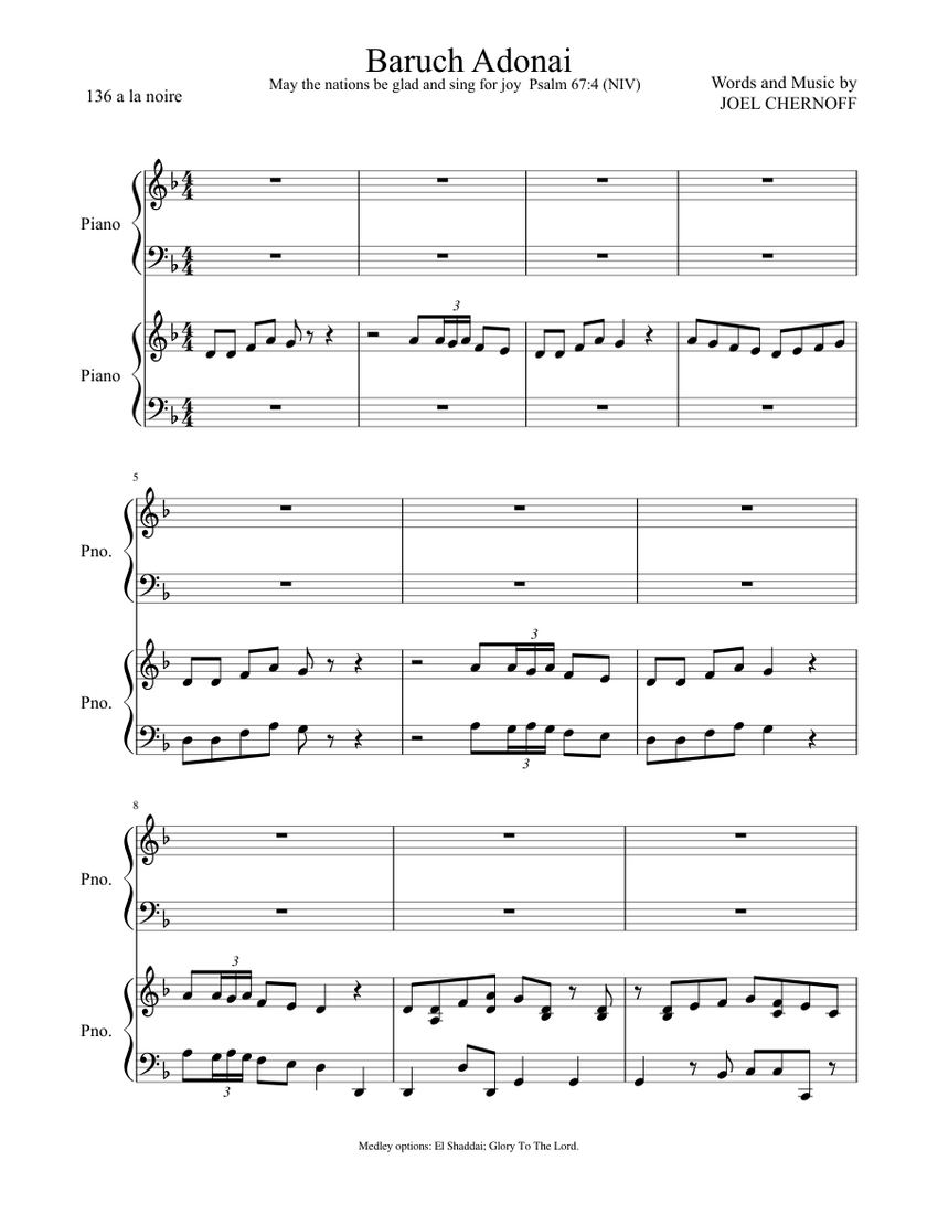 Baruch Adonai Sheet music for Strings | Download free in PDF or MIDI ...