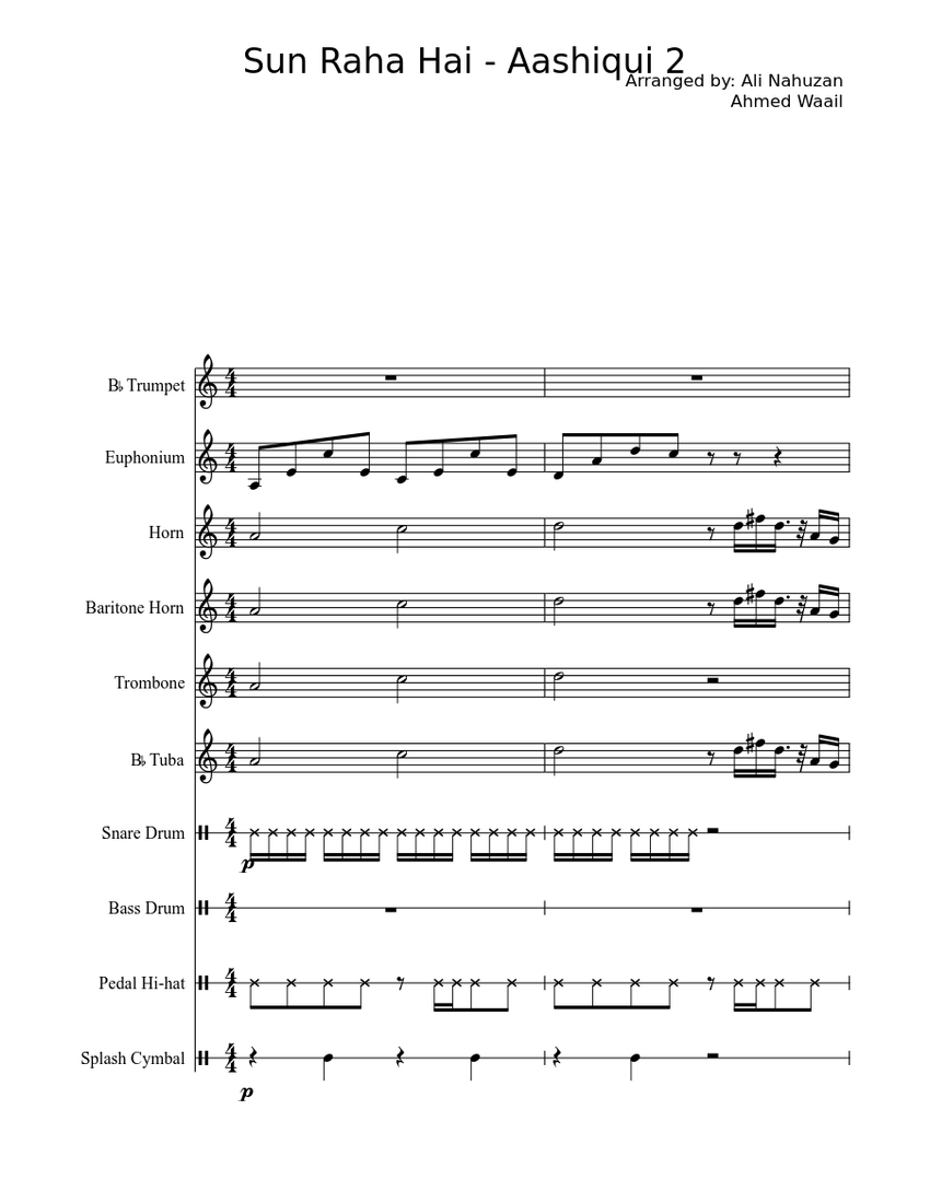 Sun Raha Hai - Aashiqui 2 Sheet music | Download free in PDF or MIDI ...