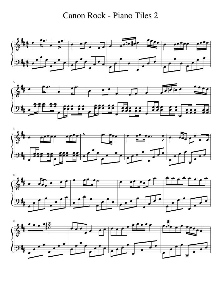 Canon Rock - Piano Tiles 2 sheet music for Piano download free in PDF or MIDI