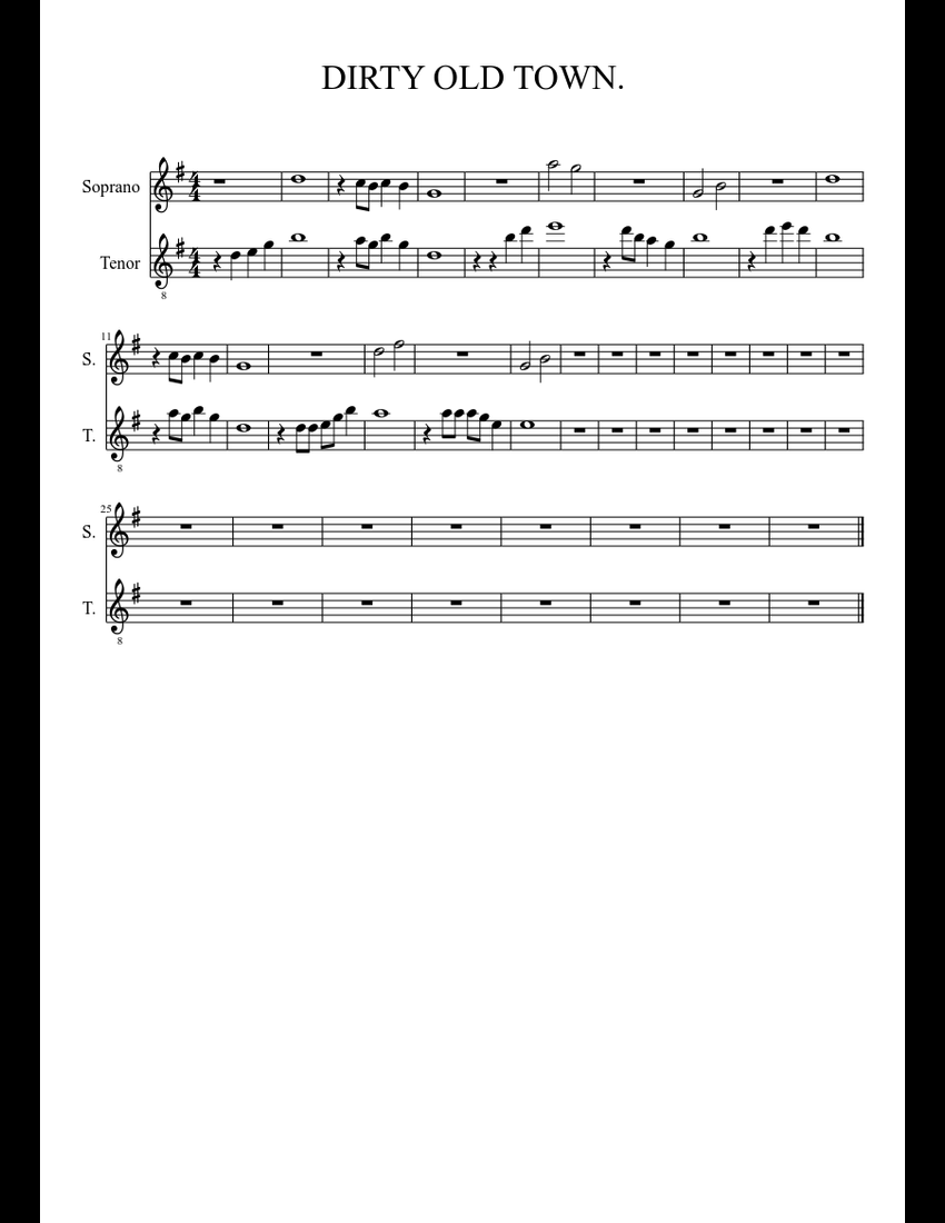 DIRTY OLD TOWN. sheet music download free in PDF or MIDI