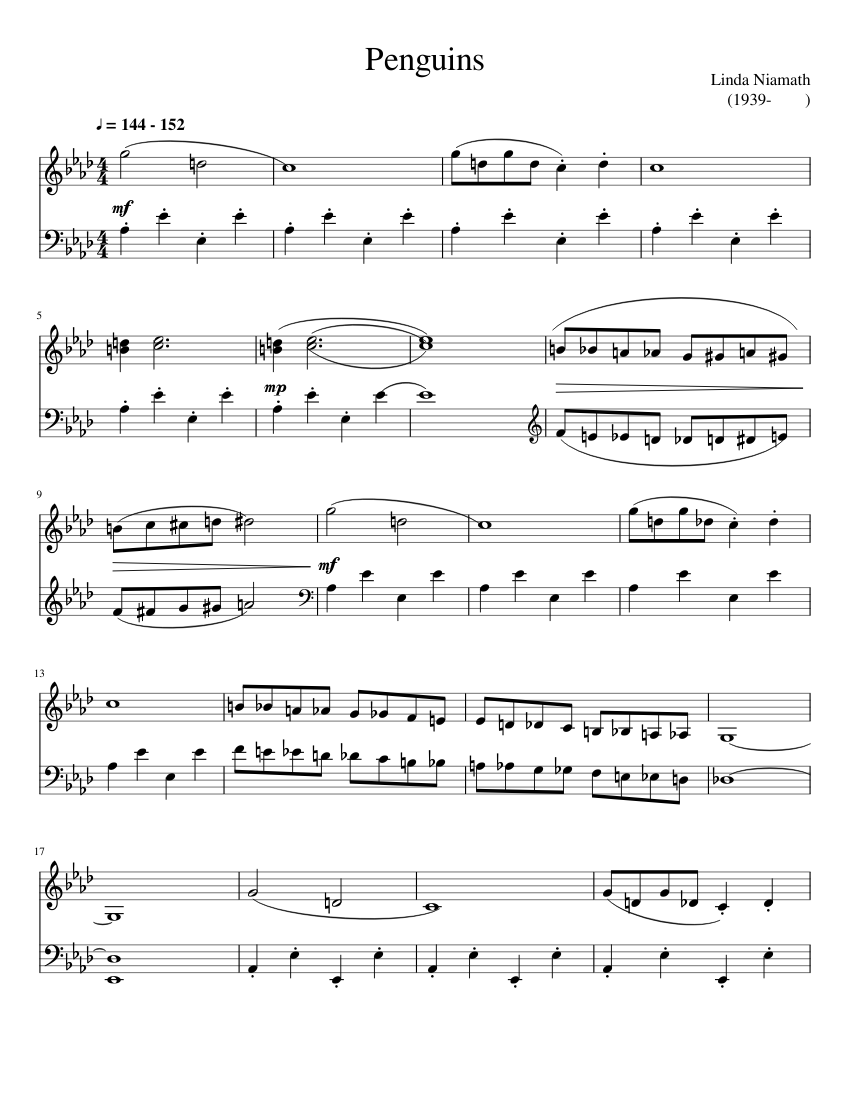 Penguins Sheet music for Piano | Download free in PDF or MIDI ...