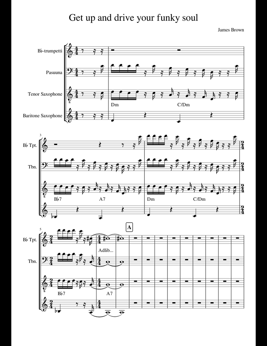 Get up and drive your funky soul pillit sheet music for Trumpet ...