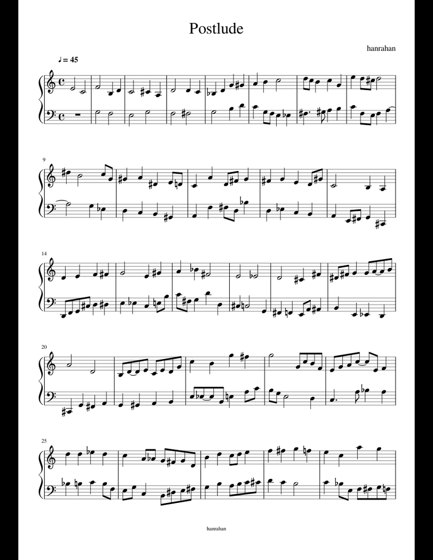Postlude sheet music for Piano download free in PDF or MIDI