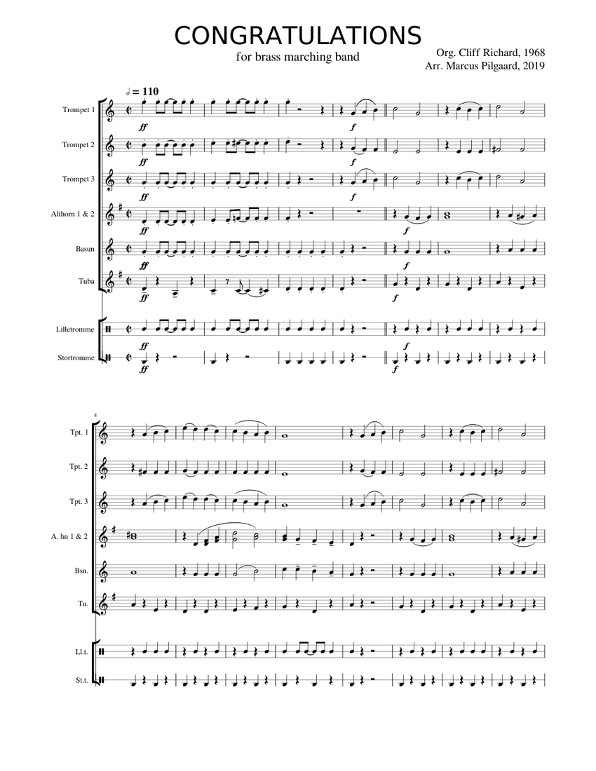 CONGRATULATIONS Sheet music for Trumpet, French Horn, Trombone, Tuba ...