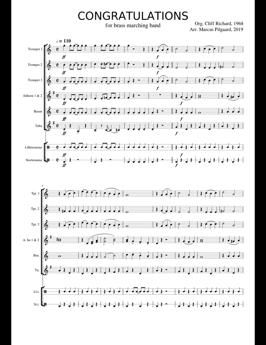 CONGRATULATIONS sheet music for Trumpet, French Horn, Trombone, Tuba ...