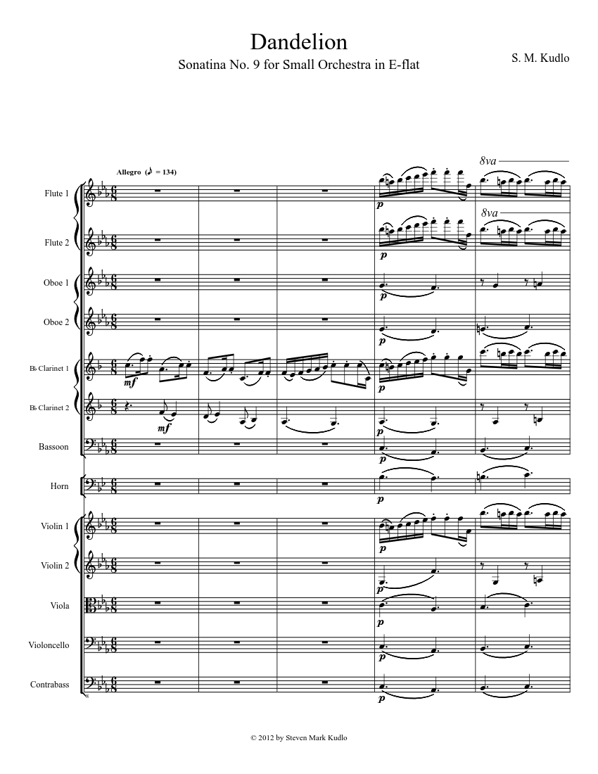Dandelion Sheet music for Violin, Flute, Oboe, Viola & more instruments ...