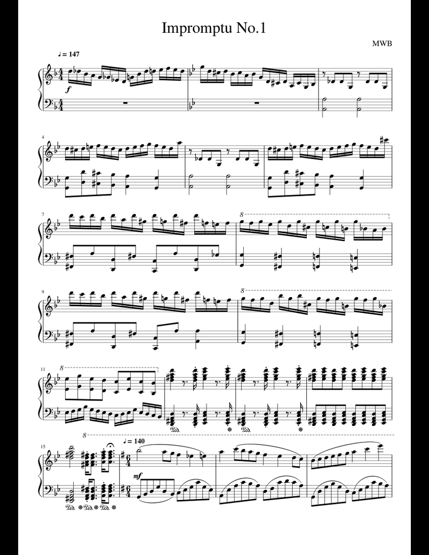Piano Impromptu No.1 sheet music for Piano download free in PDF or MIDI