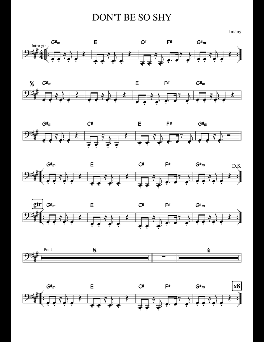 DON'T BE SO SHY sheet music for Piano download free in PDF or MIDI