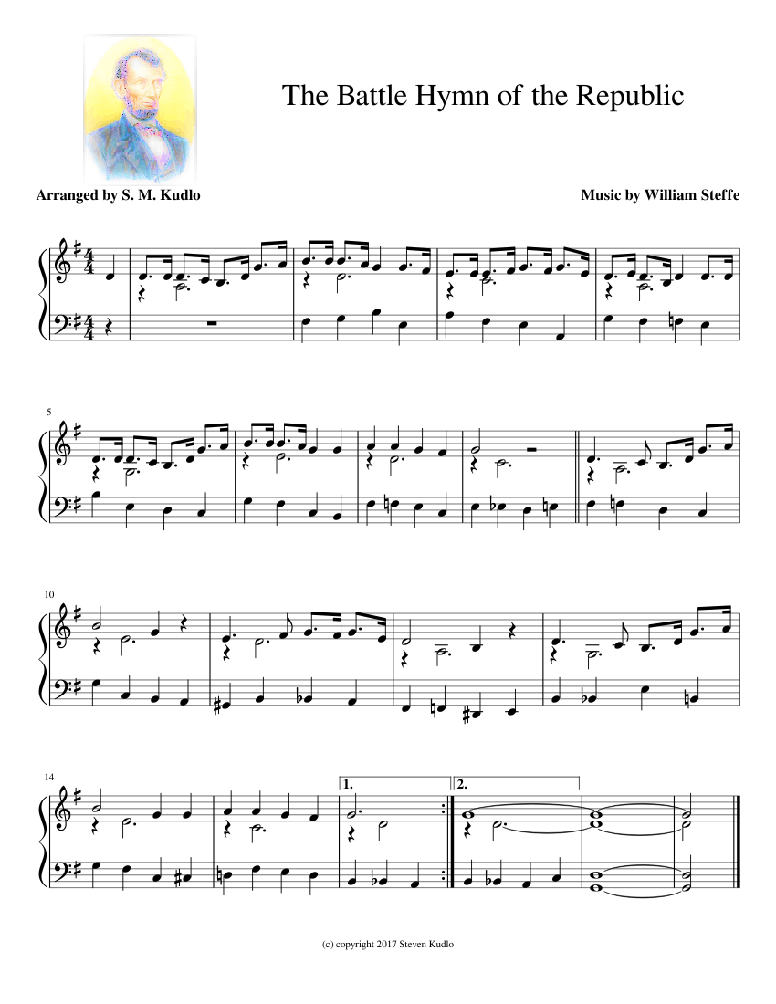 The Battle Hymn of the Republic Sheet music for Piano | Download free ...