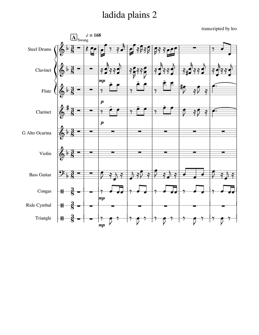ladida plains- super princess peach Sheet music for Violin, Flute, Bass ...
