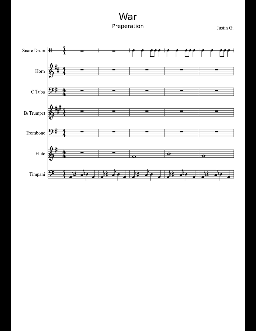 War (Preparation) sheet music download free in PDF or MIDI
