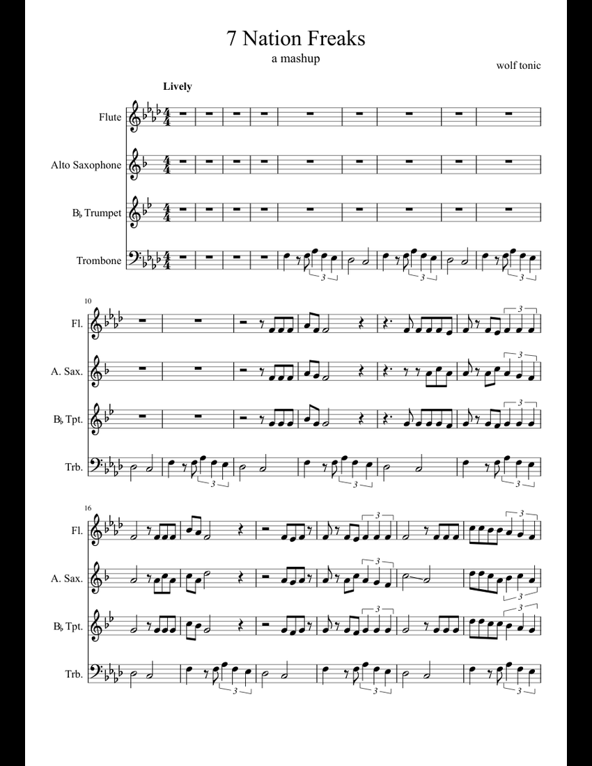 7 Nation Freaks sheet music for Flute, Alto Saxophone, Trumpet ...