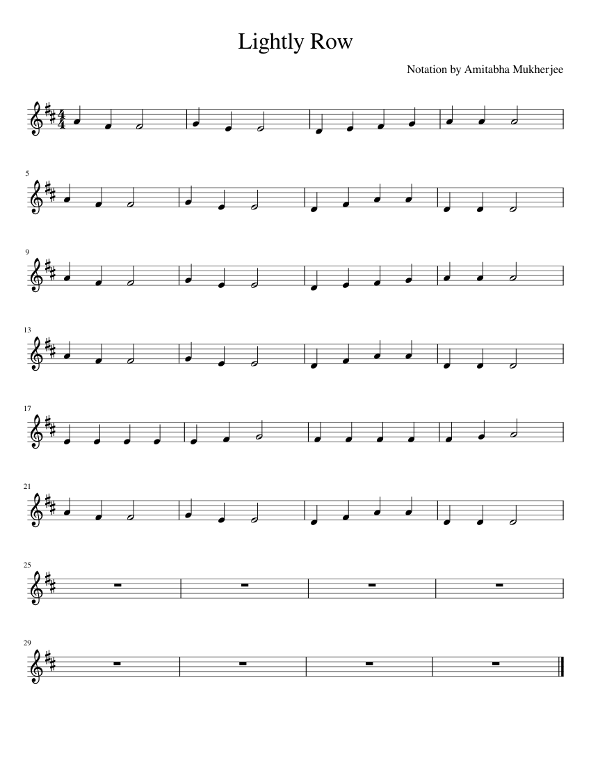 LIGHTLY ROW sheet music for Piano download free in PDF or MIDI