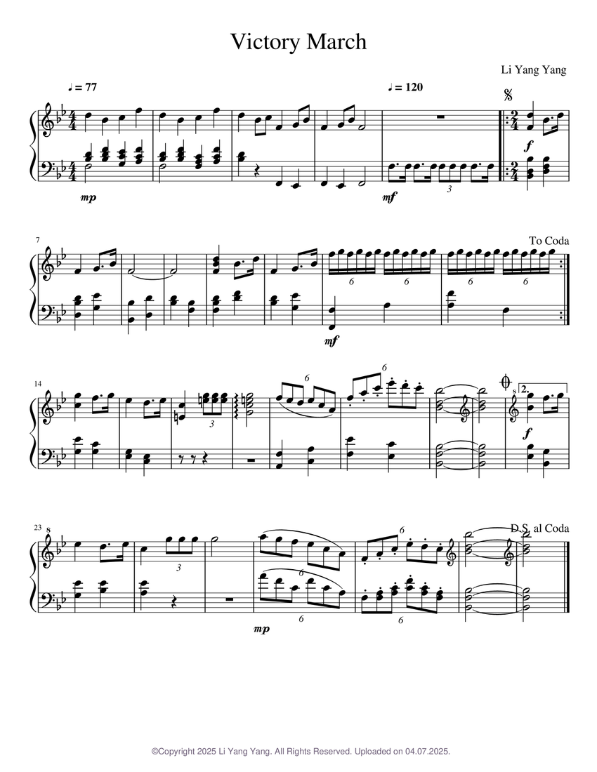 Victory March Sheet music for Piano | Download free in PDF or MIDI ...