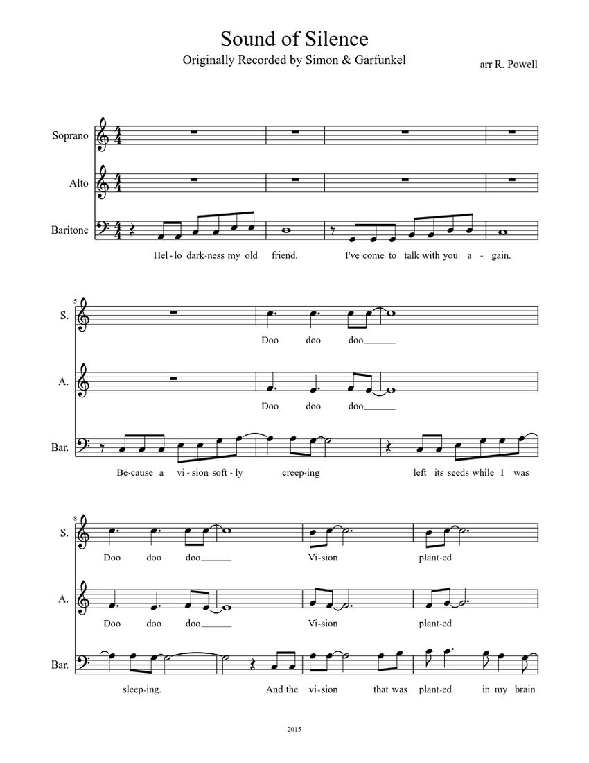 Sound of Silence Sheet music for Voice | Download free in PDF or MIDI ...