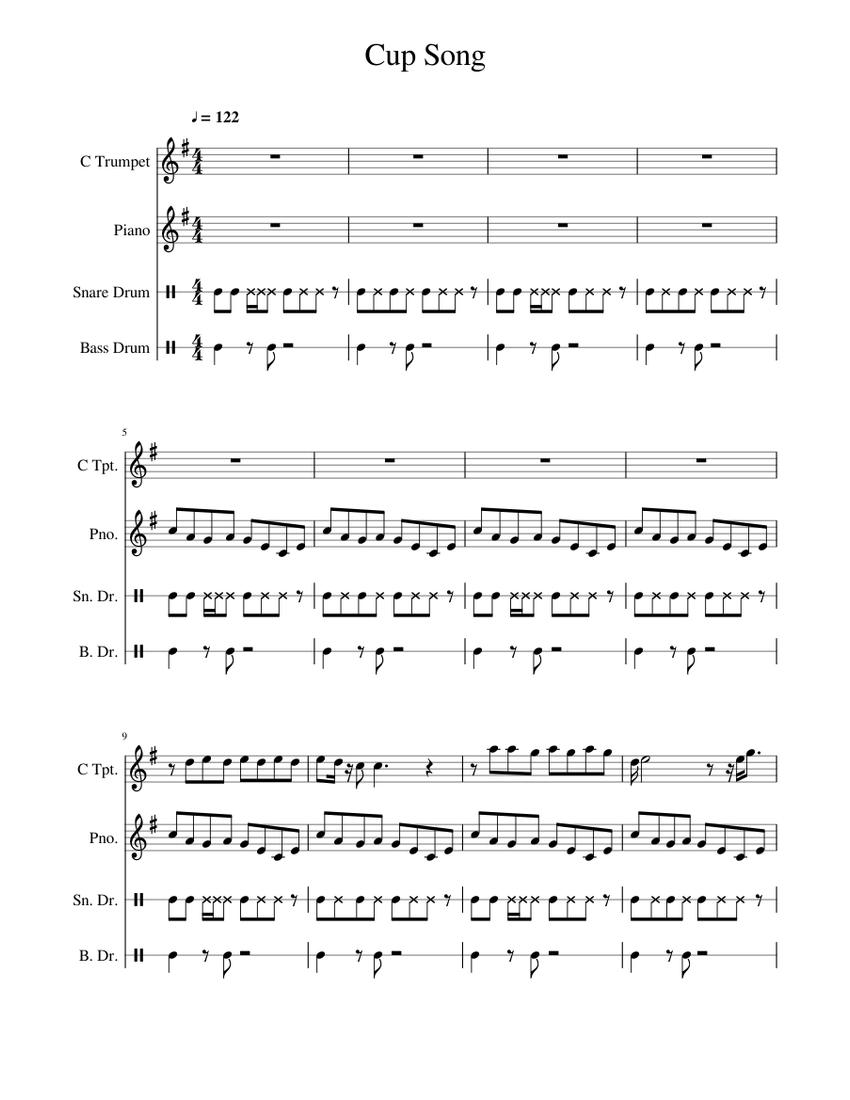 Cup Song Sheet music for Piano, Trumpet, Percussion | Download free in ...