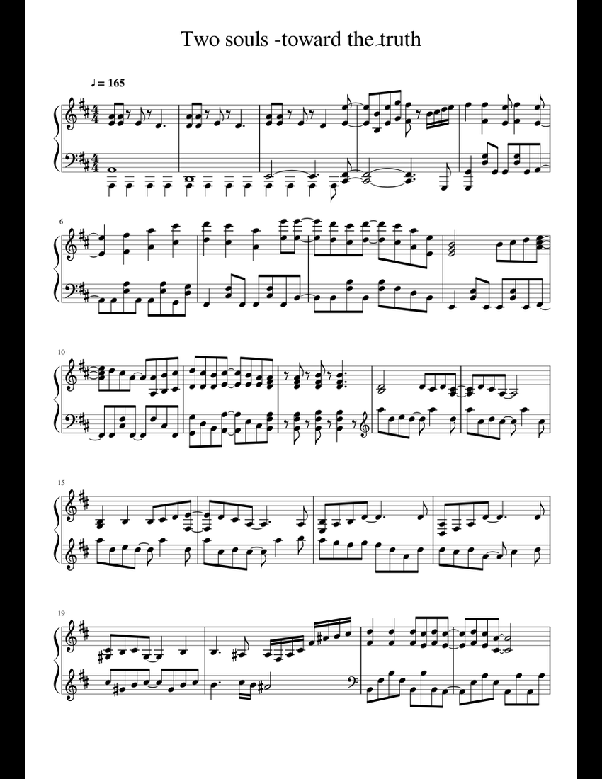 Two souls -toward the truth sheet music for Piano download free in PDF or MIDI