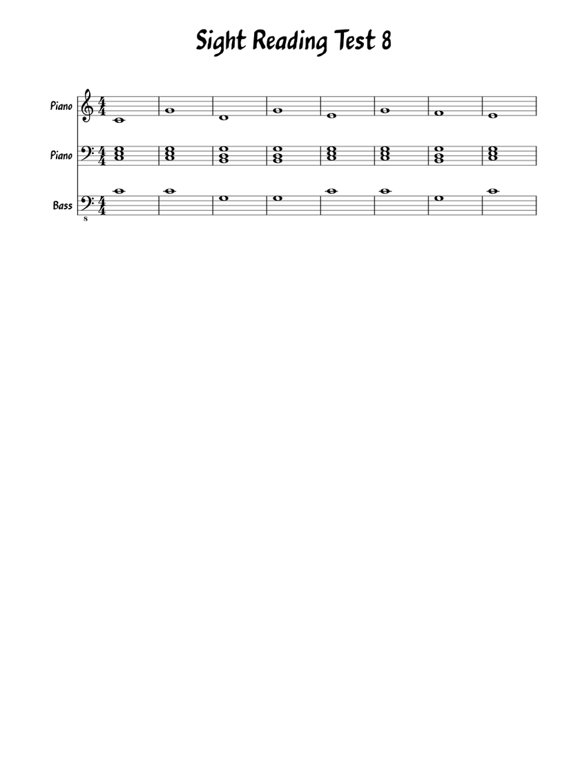 Sight Reading Test 8 Sheet music for Piano, Bass | Download free in PDF ...