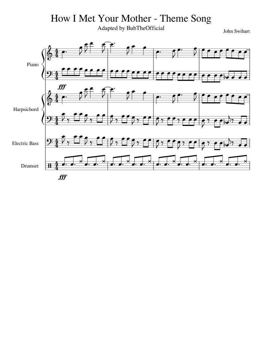 How I Met Your Mother - Theme Song Sheet music for Piano, Drum Group ...