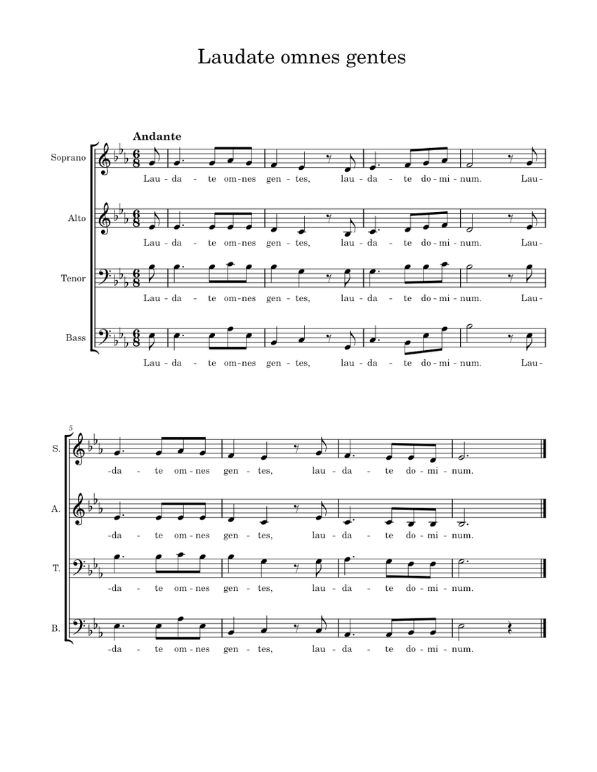 Laudate omnes gentes Sheet music for Voice | Download free in PDF or ...