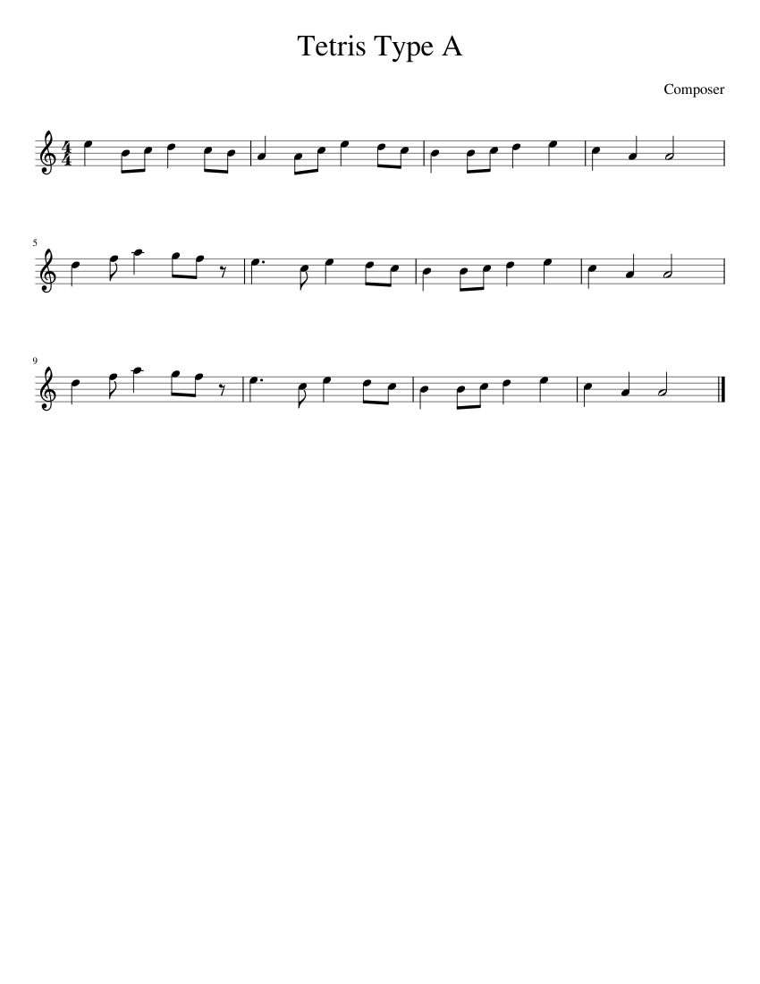 Tetris Sheet music for Violin | Download free in PDF or MIDI ...