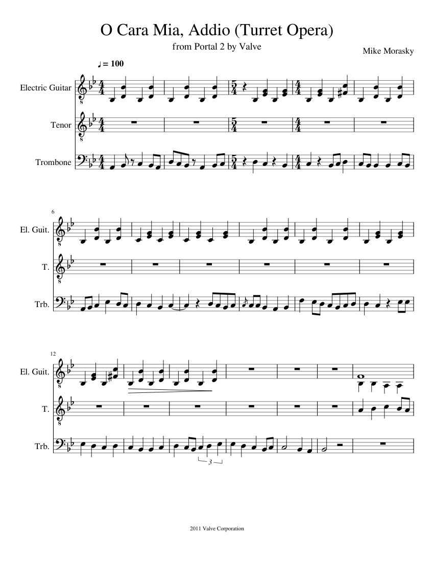 O_Cara_Mia,_Addio_(Turret_Opera) sheet music for Piano, Guitar, Voice, Trombone download free in ...