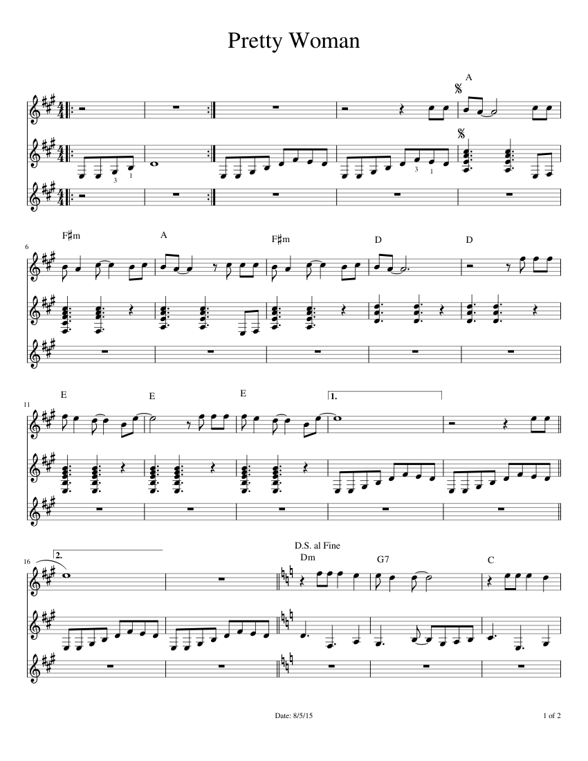 Pretty Woman 2015-06-16 Sheet music for Guitar | Download free in PDF ...