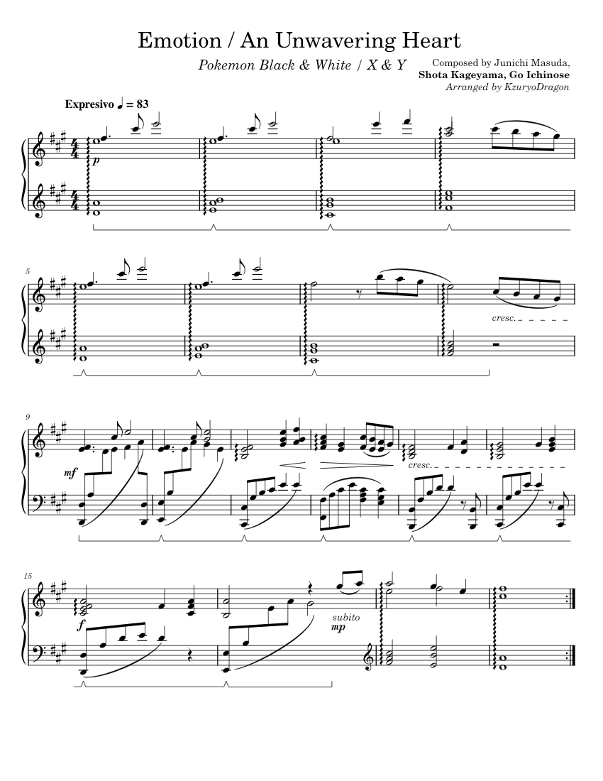 Emotion (An Unwavering Heart) sheet music for Piano download free in ...
