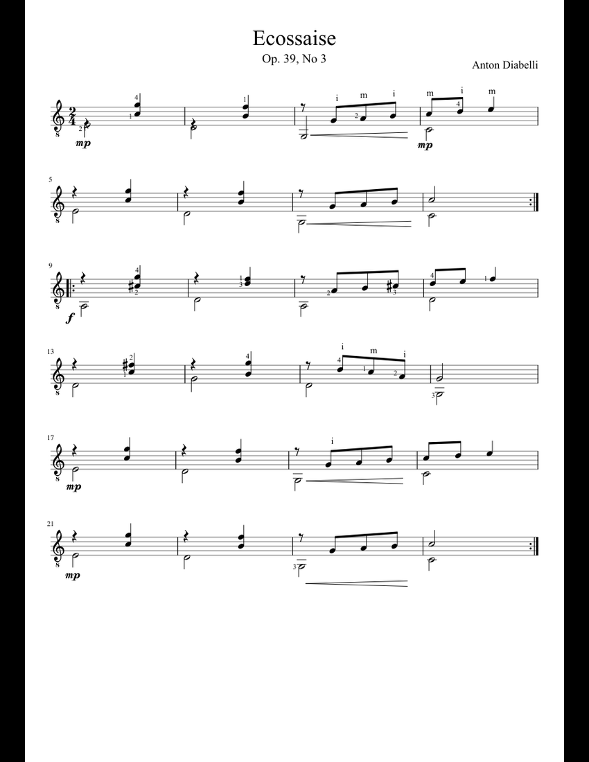 Ecossaise sheet music for Guitar download free in PDF or MIDI