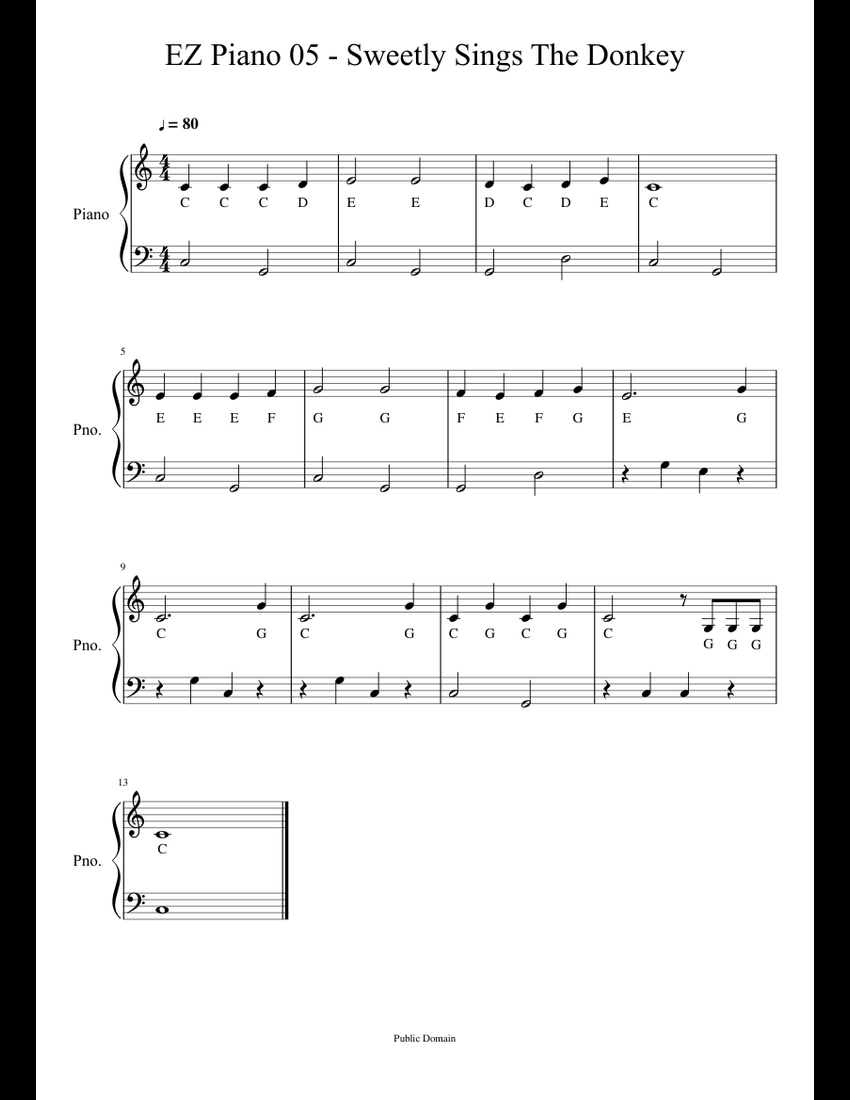 EZ Piano 05 - Sweetly Sings The Donkey sheet music for Piano download ...